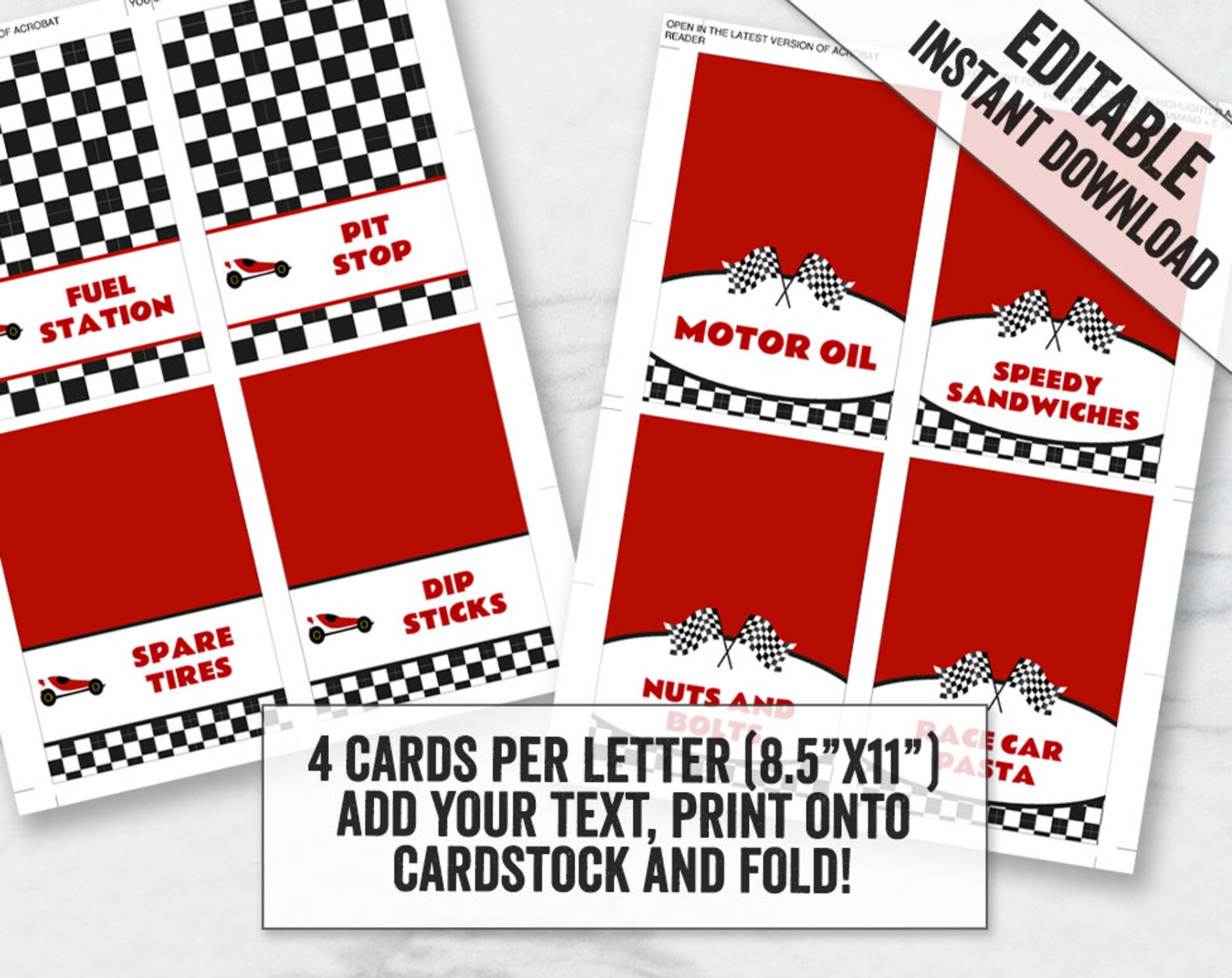 Racing Driver Party Tent Card Printables Editable Race Car - Etsy UK
