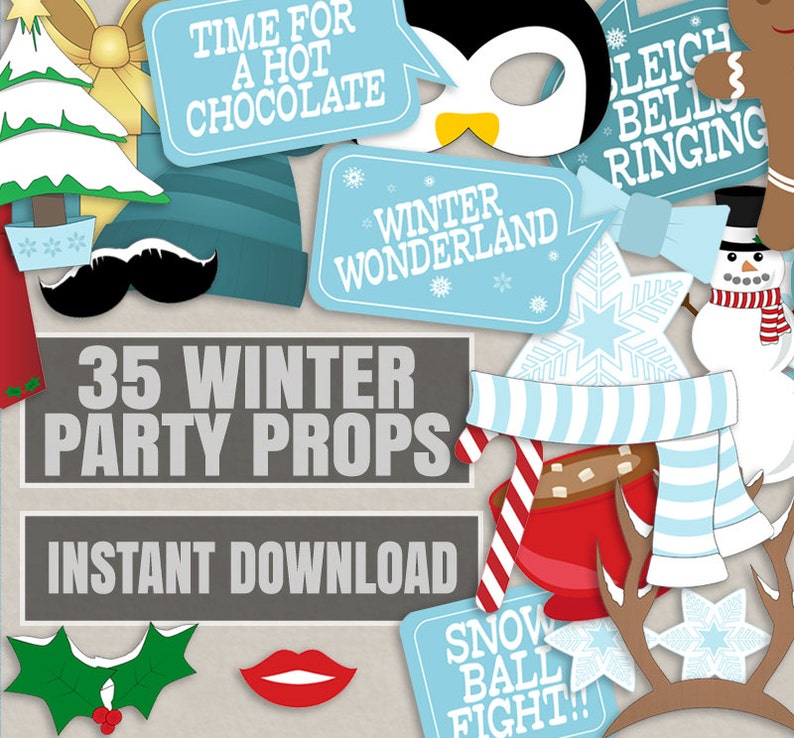 35 Winter Wonderland Photobooth Props Winter Party Props - Etsy UK