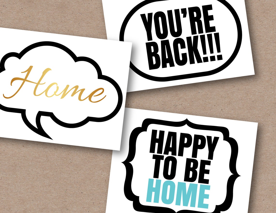 Welcome Home Photo Booth Props Homecoming Party Printable - Etsy