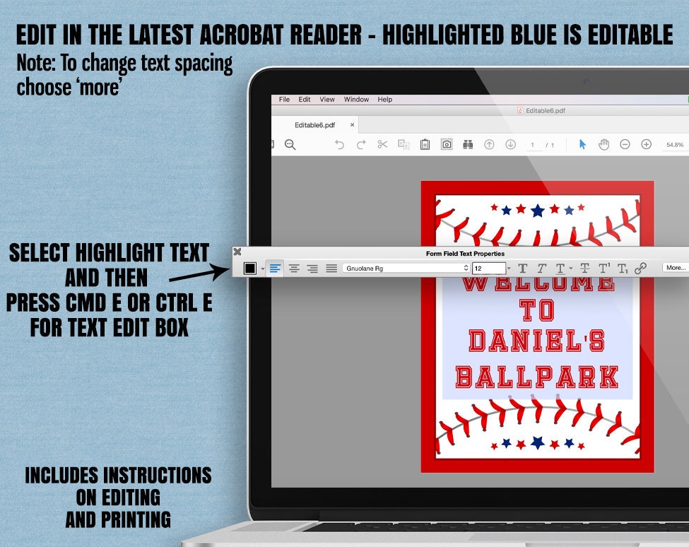 Baseball Party Signs, Printable Baseball Party Signs, Editable Baseball ...