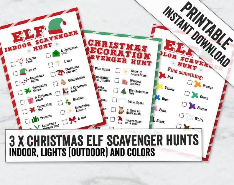 Christmas Scavenger Hunt Printables Elf Scavenger Hunt - Etsy