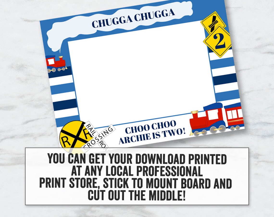 Train Photobooth Frame, Printable Train Party Selfie Frame, Add Your ...