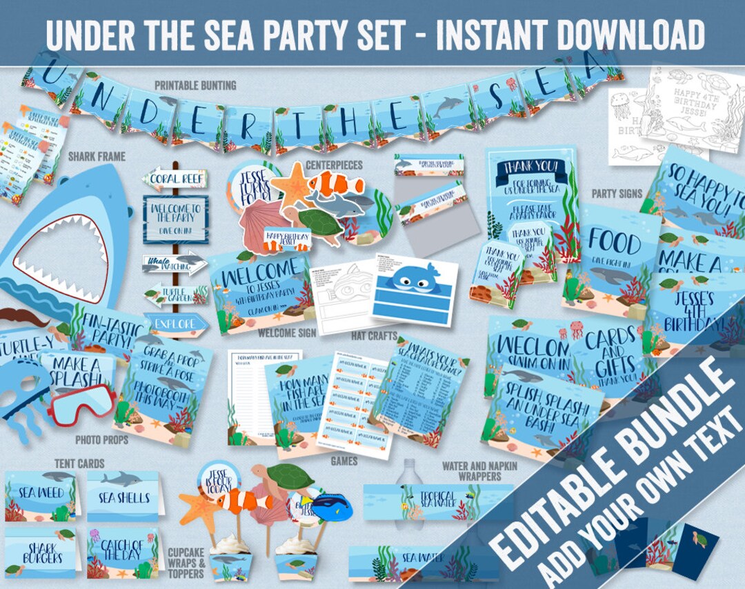 Under the Sea Party Bundle, Printable Under the Sea Birthday Pack ...