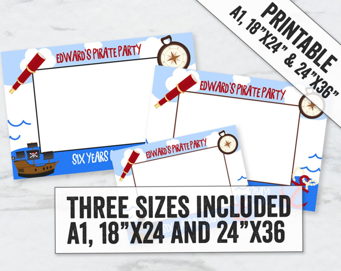 Printable Pirate Party Selfie Frame Add Your Own Text Pirate - Etsy UK