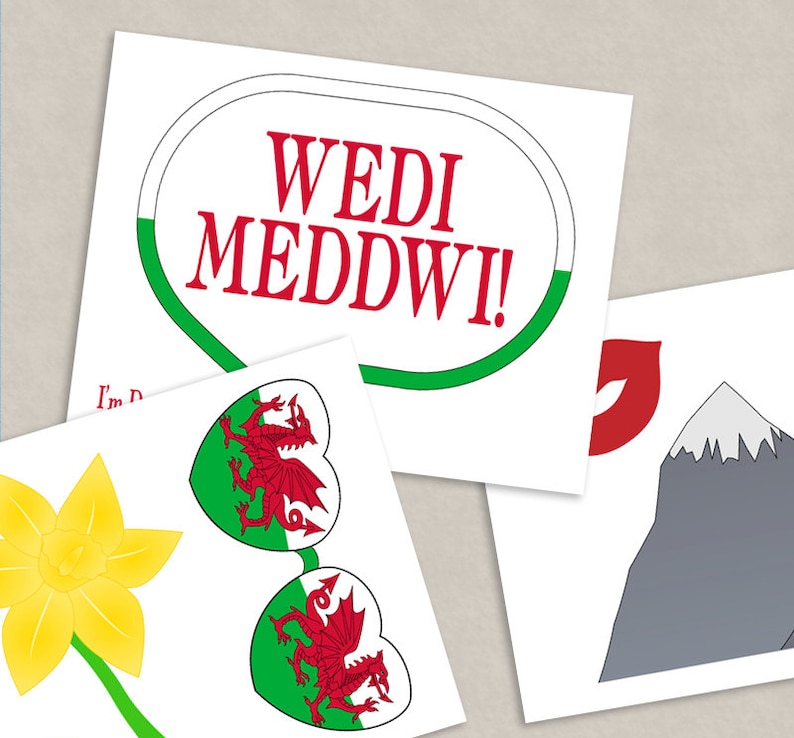 35 Welsh Party Photo Booth Props Wales Party Props Love - Etsy UK