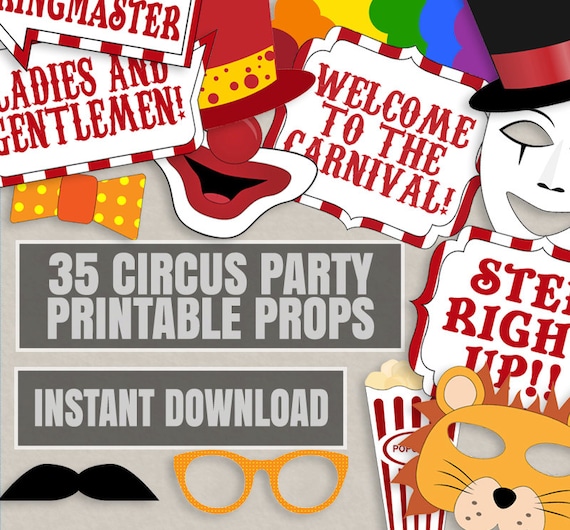 Circus Photo Booth Props Printable