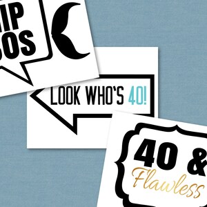 35 40th Birthday Photo Booth Printable Props, Turning 40 Party, Black ...