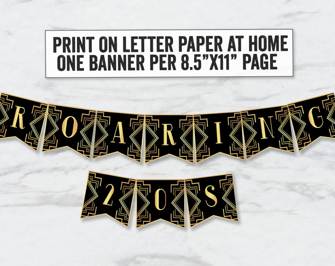 Printable 1920s Banner, Party Gatsby Theme Printable Bunting ...