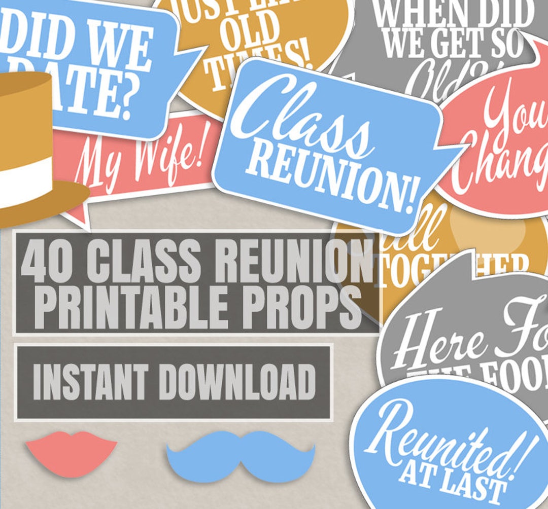 35 Class Reunion Party Photo Props, Reunion Party Photo Booth Props ...