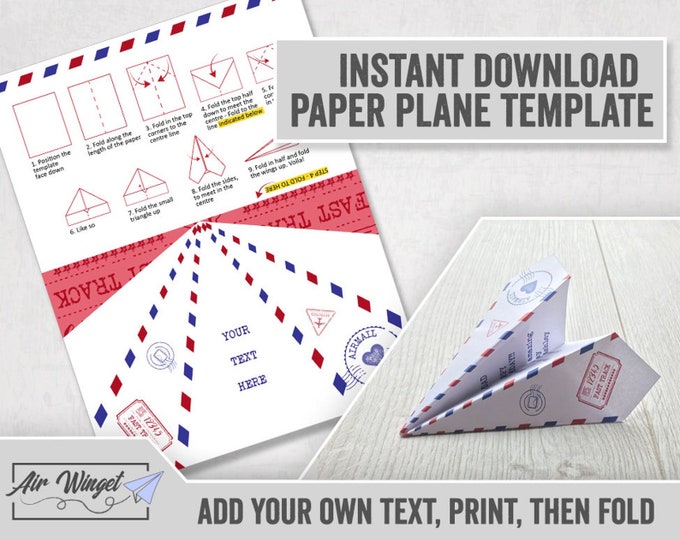 Fighter Jet Paper Plane Template, Editable Fight Jet Plane Card ...