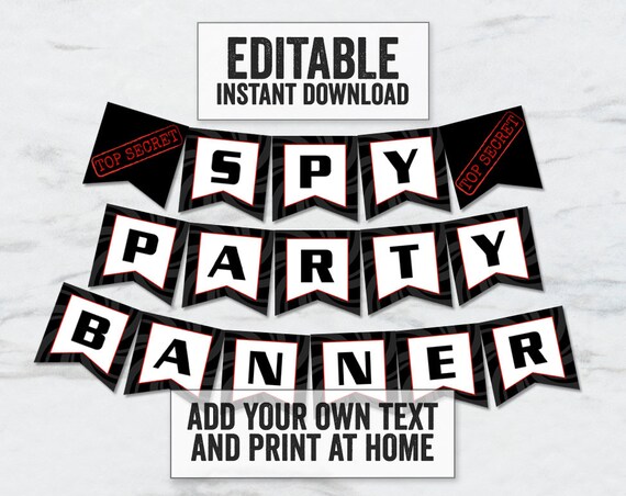 Spy Banner Printable Editable Secret Agent Party Bunting Any - Etsy UK