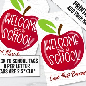 Welcome Back to School Printable Gift Tags, Printable First Day Back ...