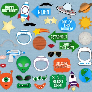 35 Space Party Props, Astronaut Party Diy Photo Booth Props, Diy Space ...