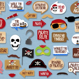Pirate Photo Booth Props Printable, Pirate Party Themed Props, 42 ...