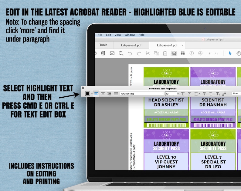 Editable Science Passes Template Printable Science Laboratory | Etsy