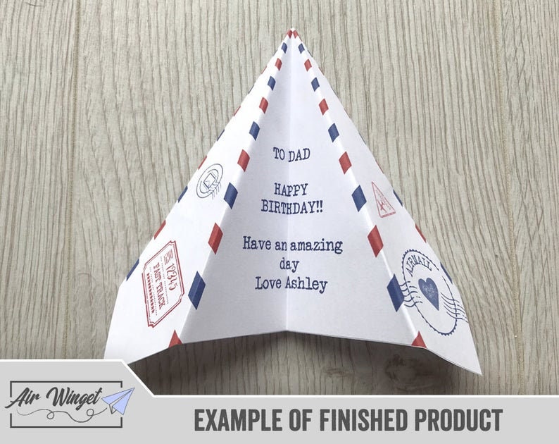 Airplane Paper Plane Template Editable Plane Card Template - Etsy