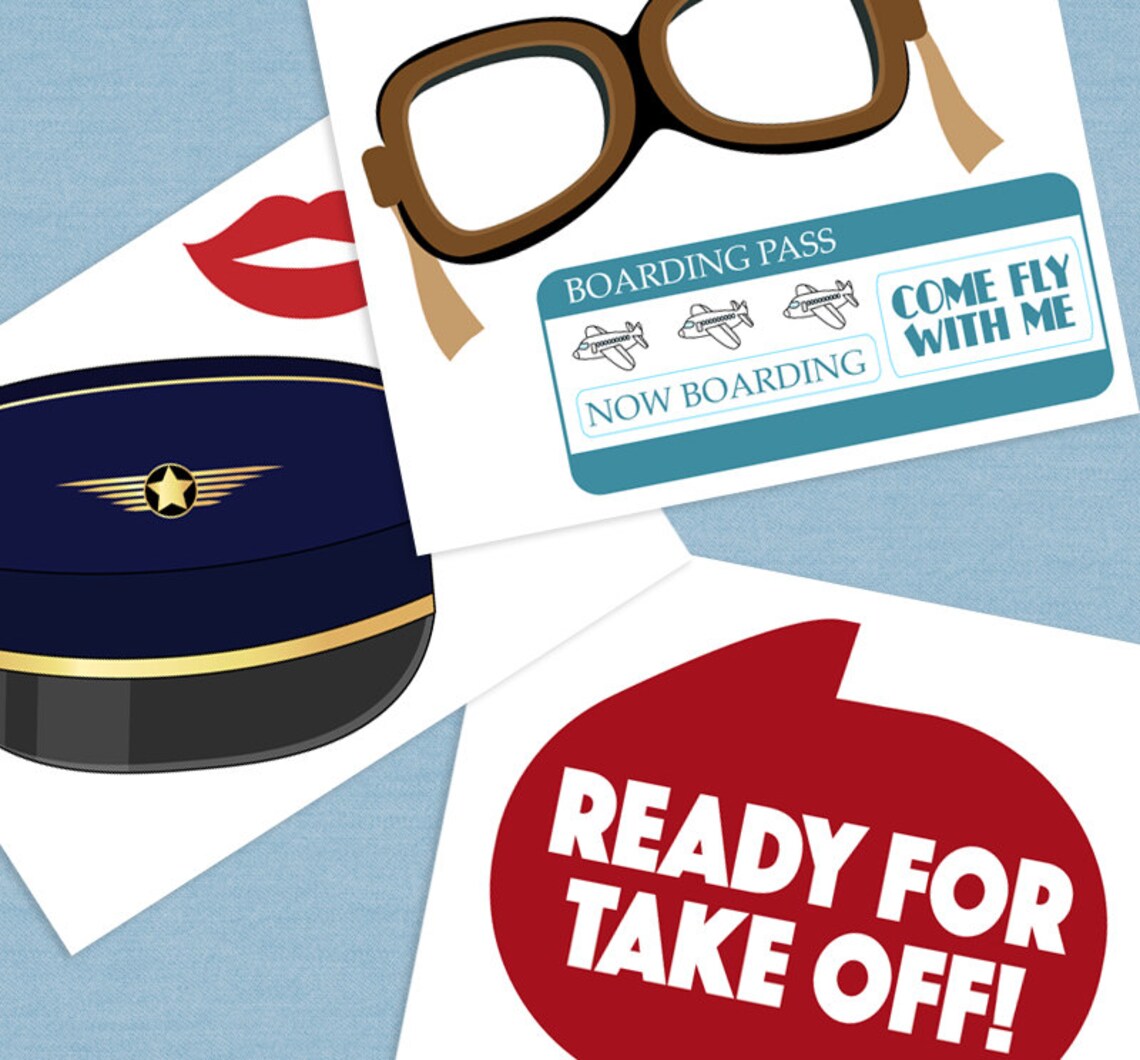 35 Pilot Party Props Airplane Party DIY Printable Photo Booth | Etsy