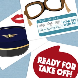 35 Pilot Party Props, Airplane Party DIY Printable Photo Booth Props ...