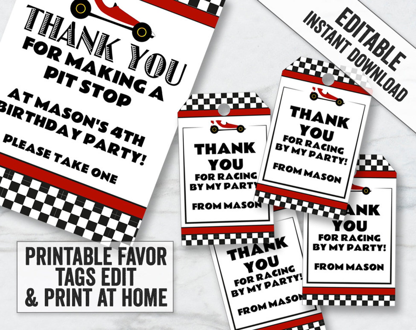 Editable Racing Driver Party Bundle, Printable Race Car Birthday Pack ...