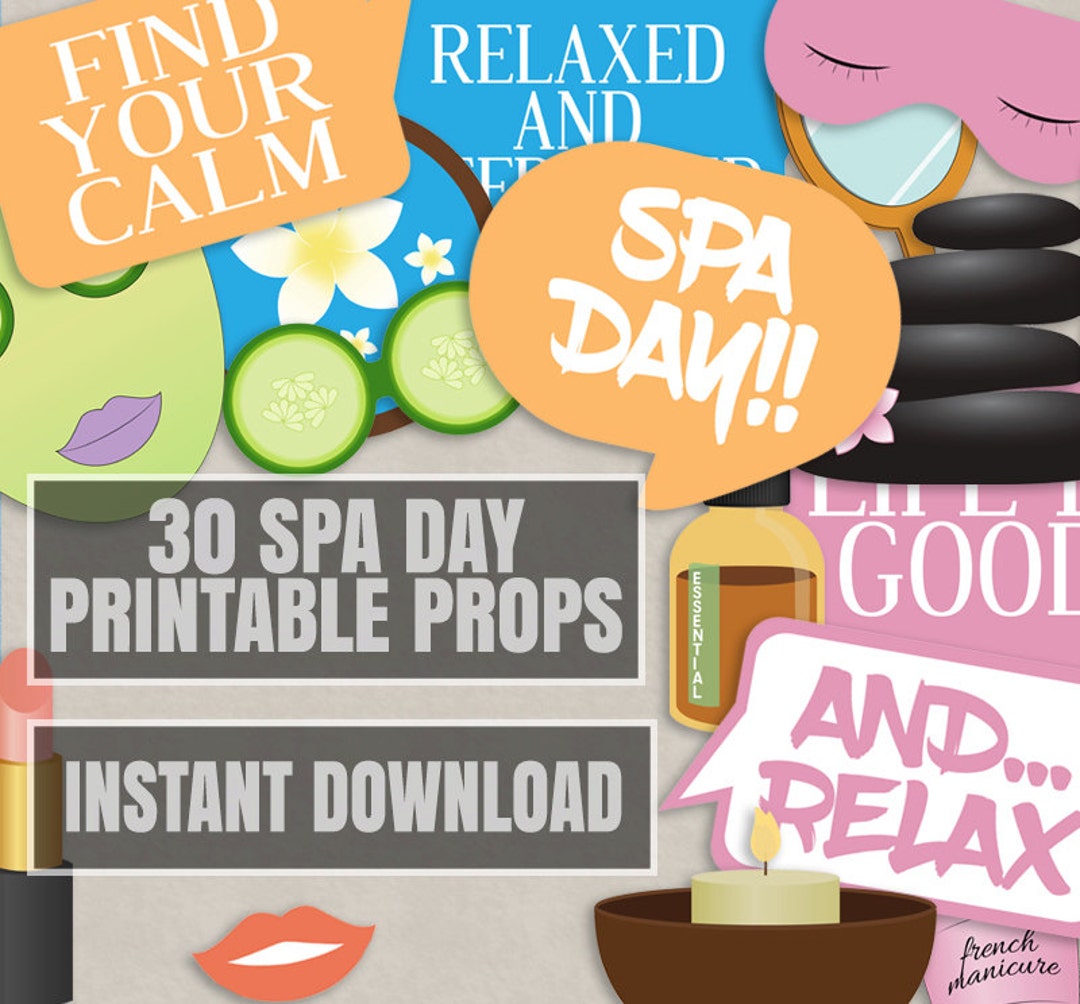 30 Spa Day Printable Props, Girls Night in Photo Booth Props, Girly Spa ...
