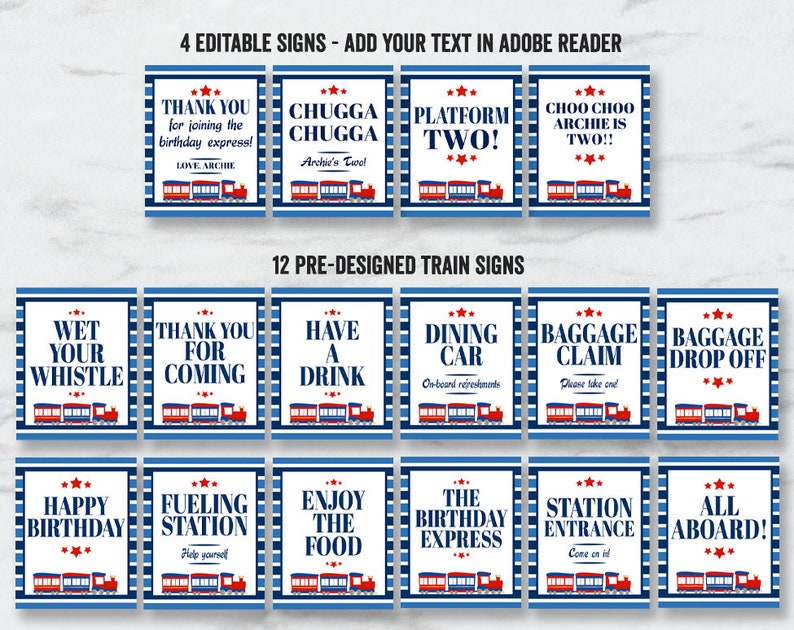 Printable Train Party Signs Editable Train Party Signs to Add - Etsy