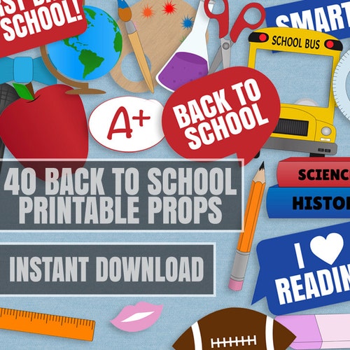 PRINTABLE Back to School Photo Booth Props-1st Day of - Etsy