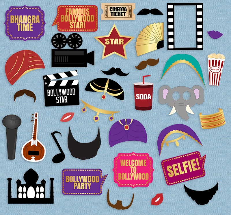 35 Bollywood Photo Booth Props Bollywood Themed Party Props | Etsy