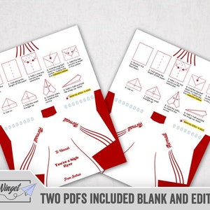 Airplane Paper Plane Template, Editable Plane Card Template, Fun Card ...