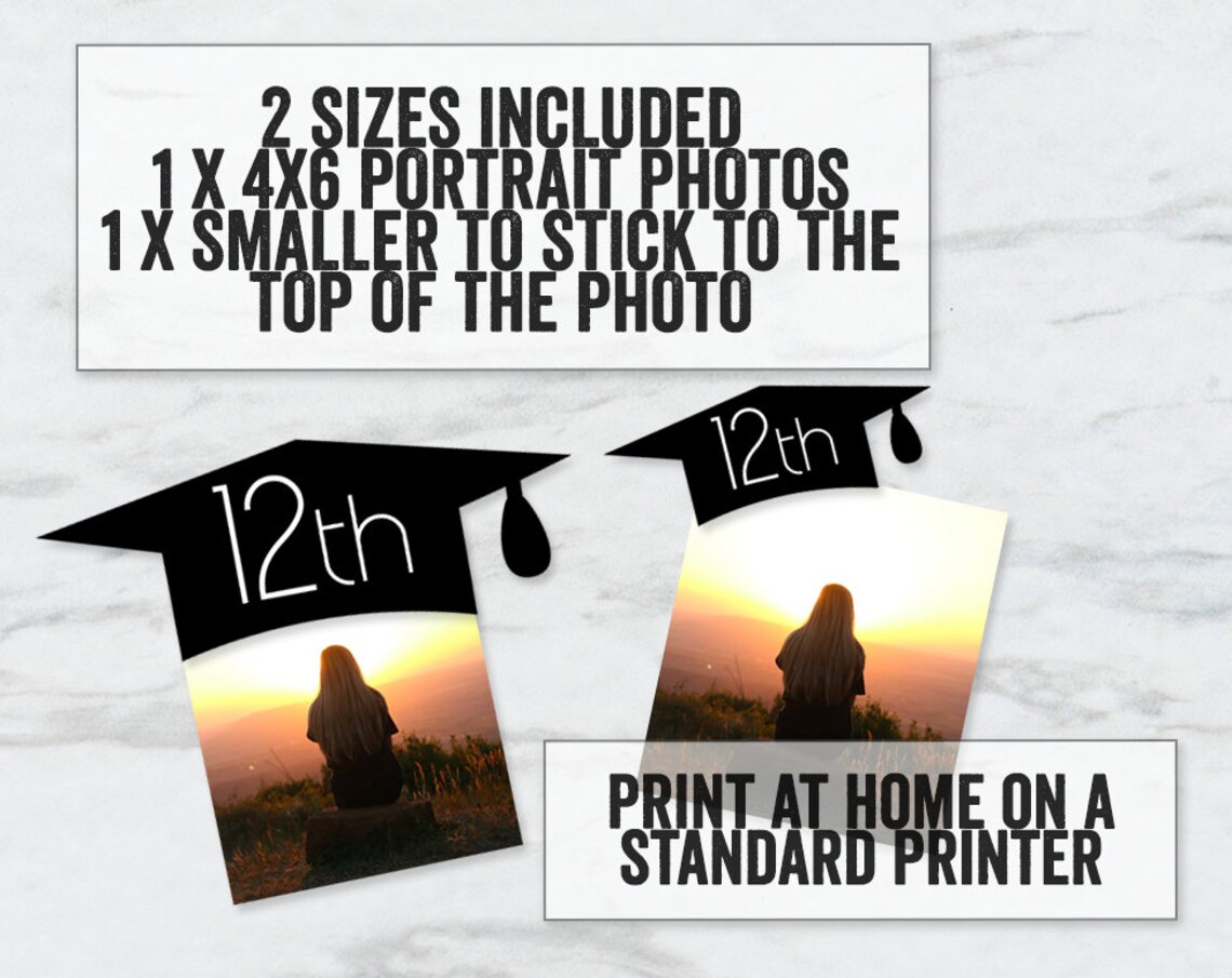 Printable Graduation Photo Milestone Banner, Graduation Cap Bunting ...