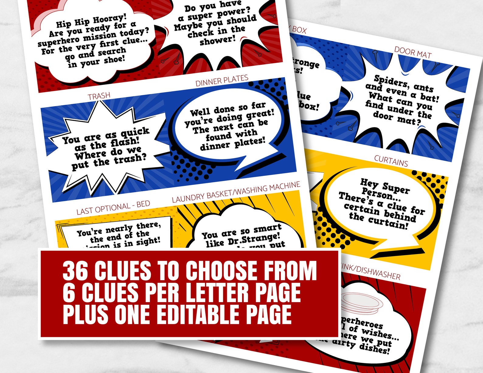 Superhero Treasure Hunt Printable, Birthday Scavenger Hunt Printable ...