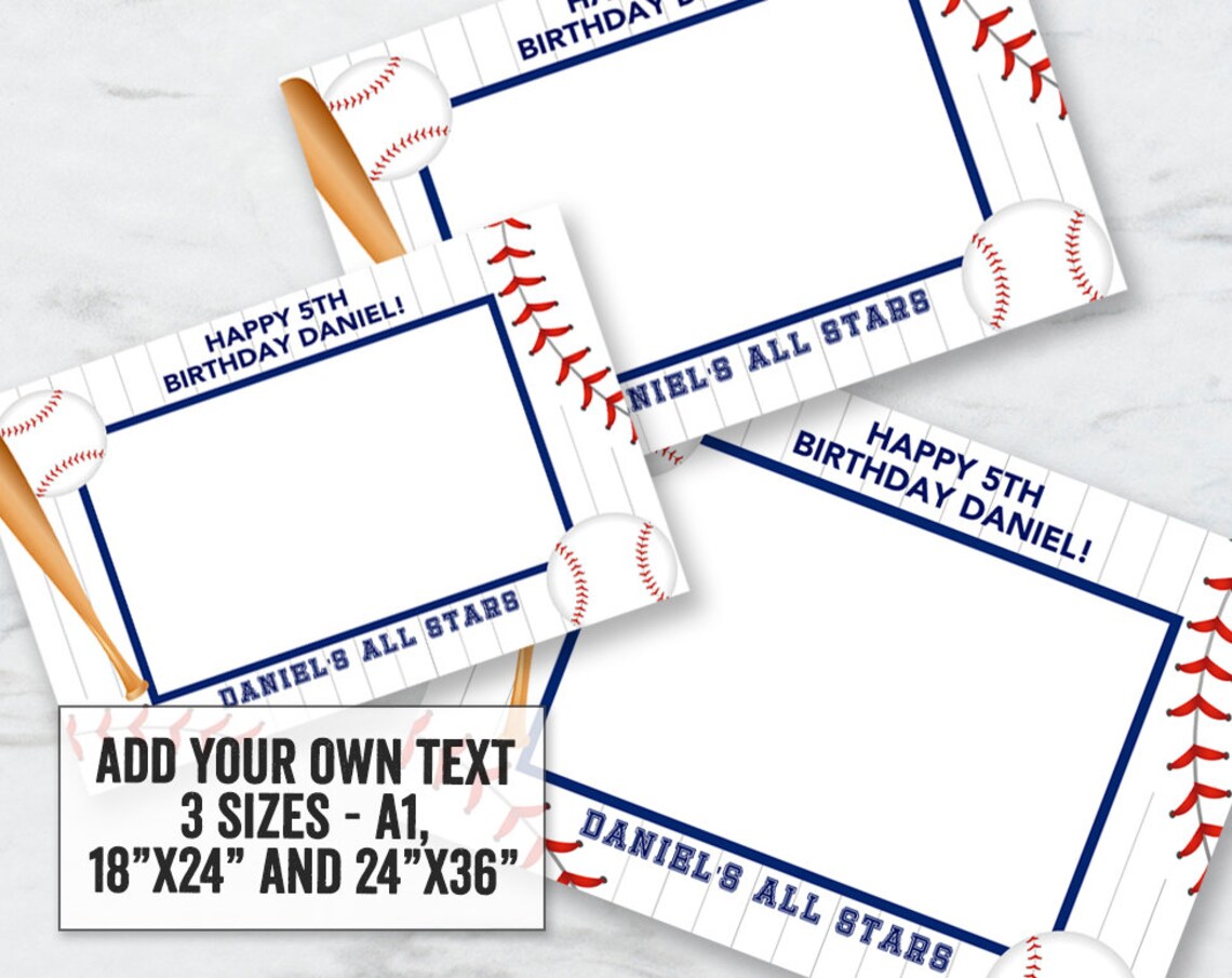 Printable Baseball Party Selfie Frame, Add Your Own Text Baseball ...