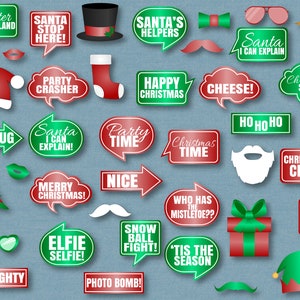 40 Christmas Props, Fun Christmas Photo Booth Printables, Christmas ...