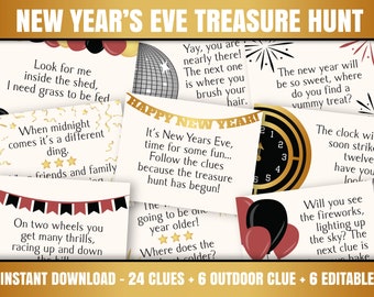 New Years Eve Treasure Hunt Clues for Kids, Holiday Treasure Hunt, Game ...