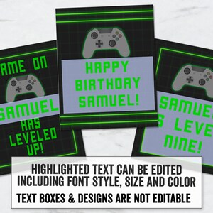 Editable Gamer Party Bundle, Printable Gaming Party Pack, Printable ...