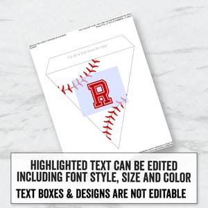 Editable Baseball Bunting, Printable Baseball Party Banner, Bunting Diy ...