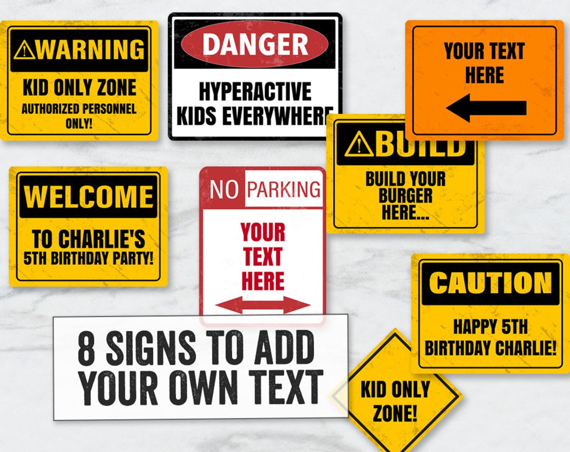 Construction Party Signs Printable Editable Construction | Etsy