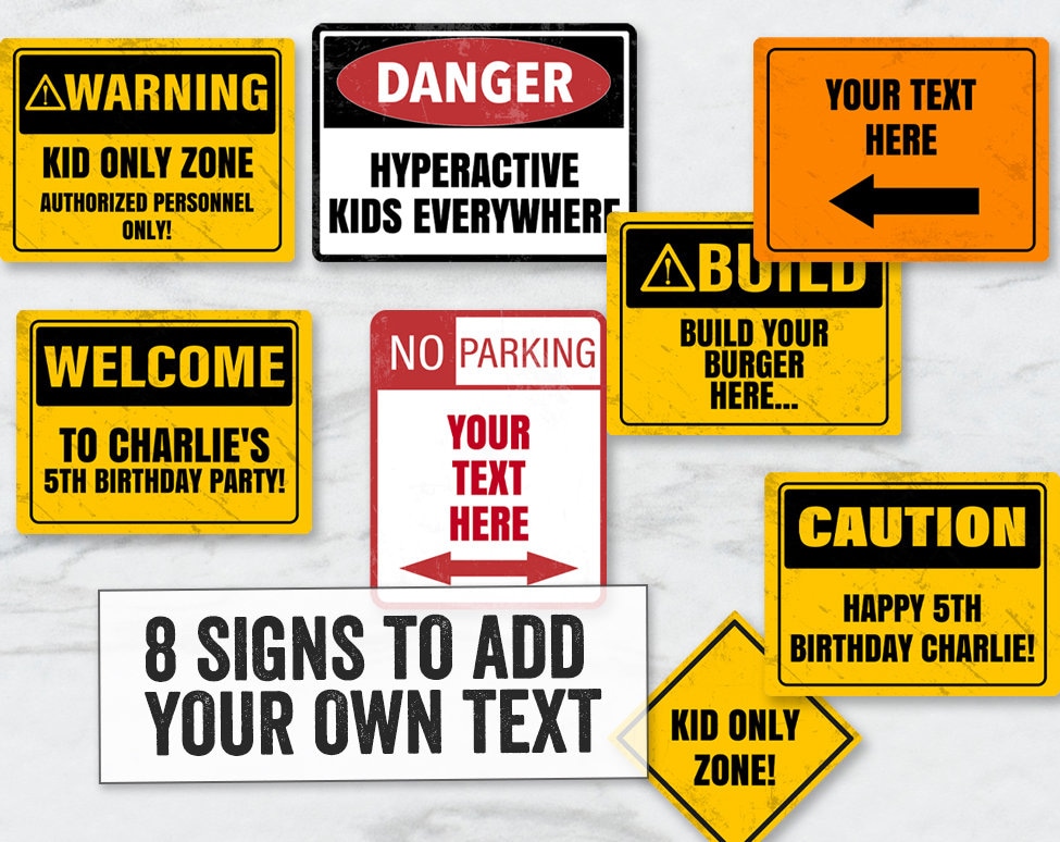 Construction Party Signs Printable Editable Construction | Etsy