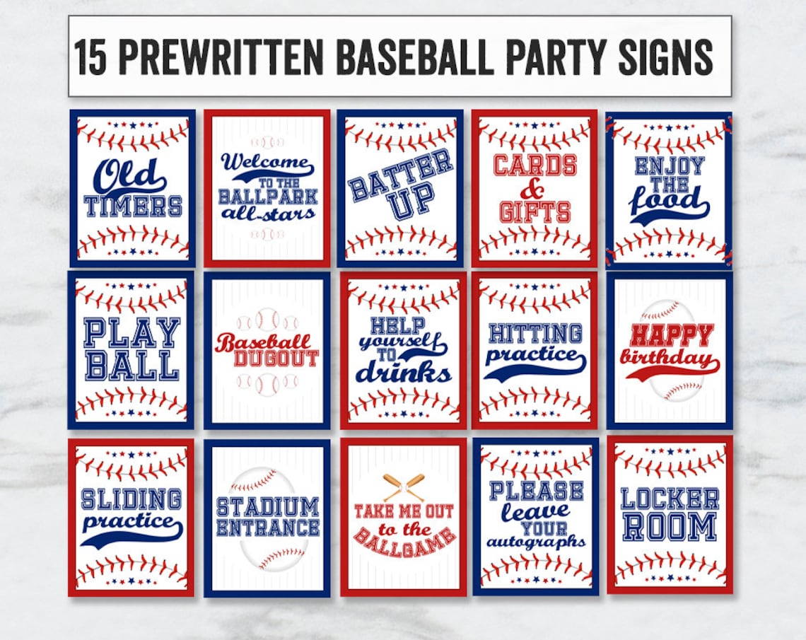 Baseball Party Signs Printable Baseball Party Signs Editable - Etsy
