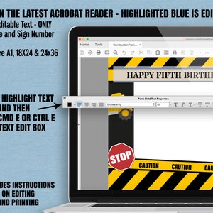 Printable Construction Party Frame Prop, Editable Construction ...