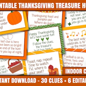 Printable Thanksgiving Treasure Hunt, Thanksgiving Indoor Treasure Hunt ...