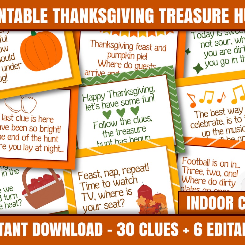 Thanksgiving Treasure Hunt Clues - Etsy