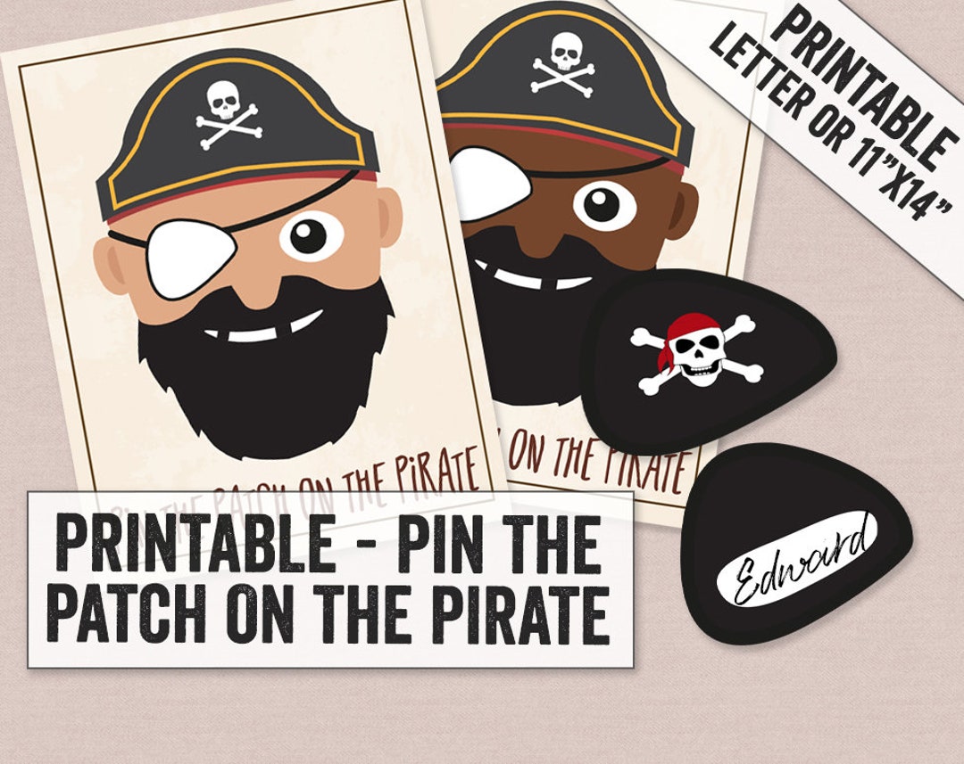 Printable Pin the Patch on the Pirate, Pirate Party Games, Printable ...