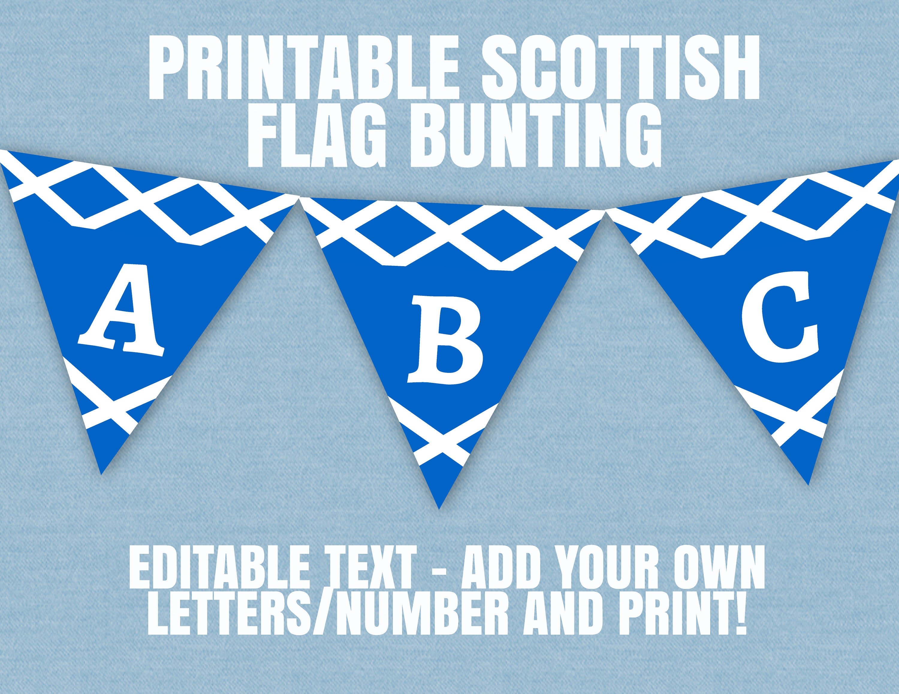 Printable Scottish Bunting, DIY Scotland Party Banner, Scottish Flag ...