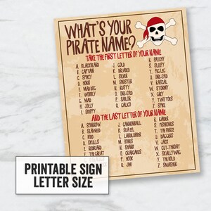 Pirate Printable Party Games, Pirate Name Sign, Printable Pirate Name ...
