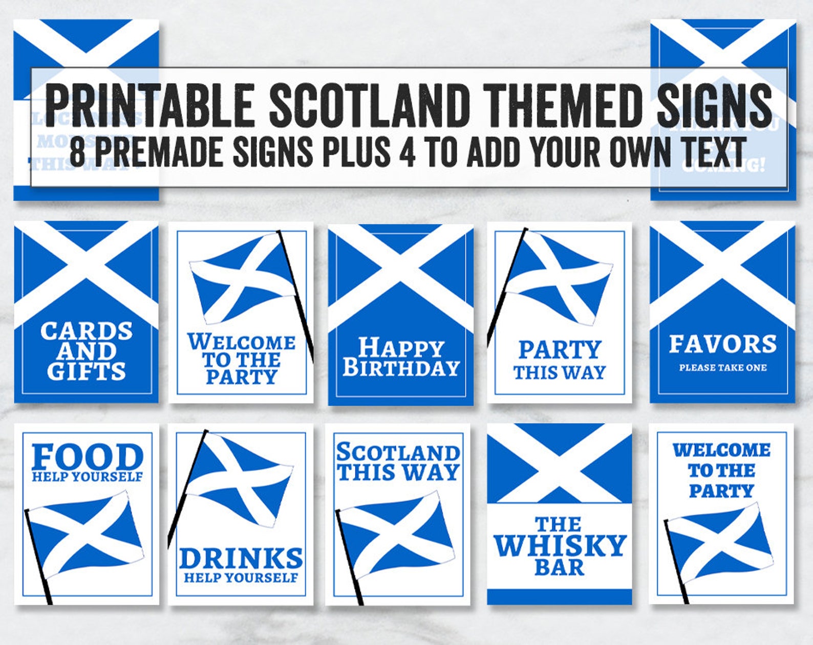 Printable Scottish Party Bundle, Editable Scotland Party Decorations ...