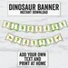 Printable Dinosaur Party Bunting, Editable Dinosaur Banner, Digital ...