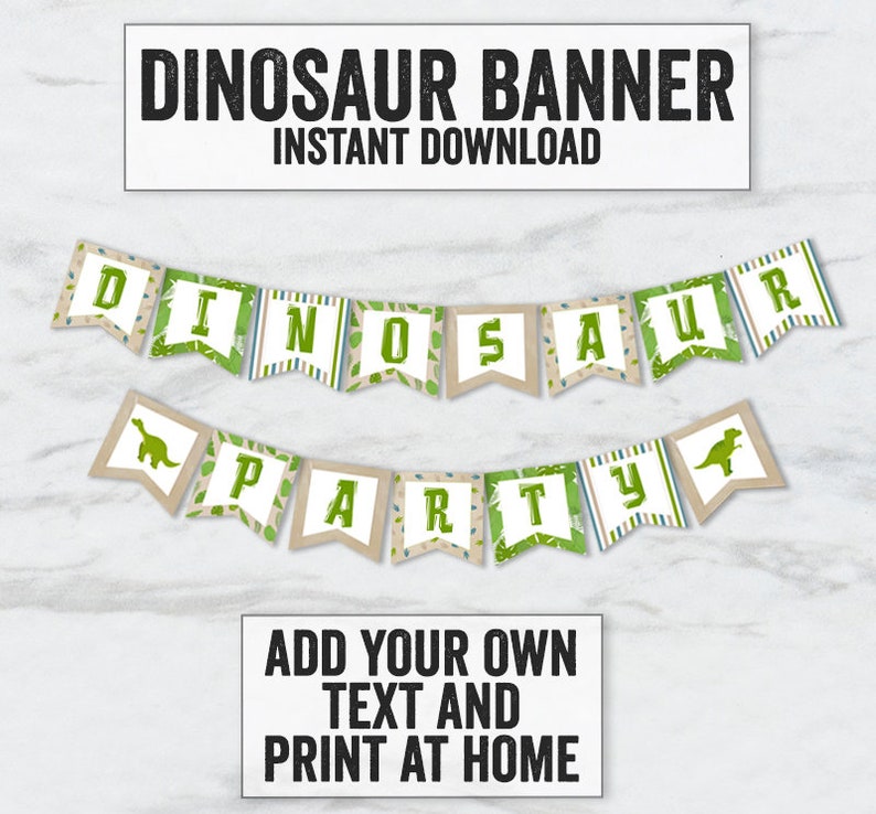 Printable Dinosaur Party Bunting Editable Dinosaur Banner | Etsy