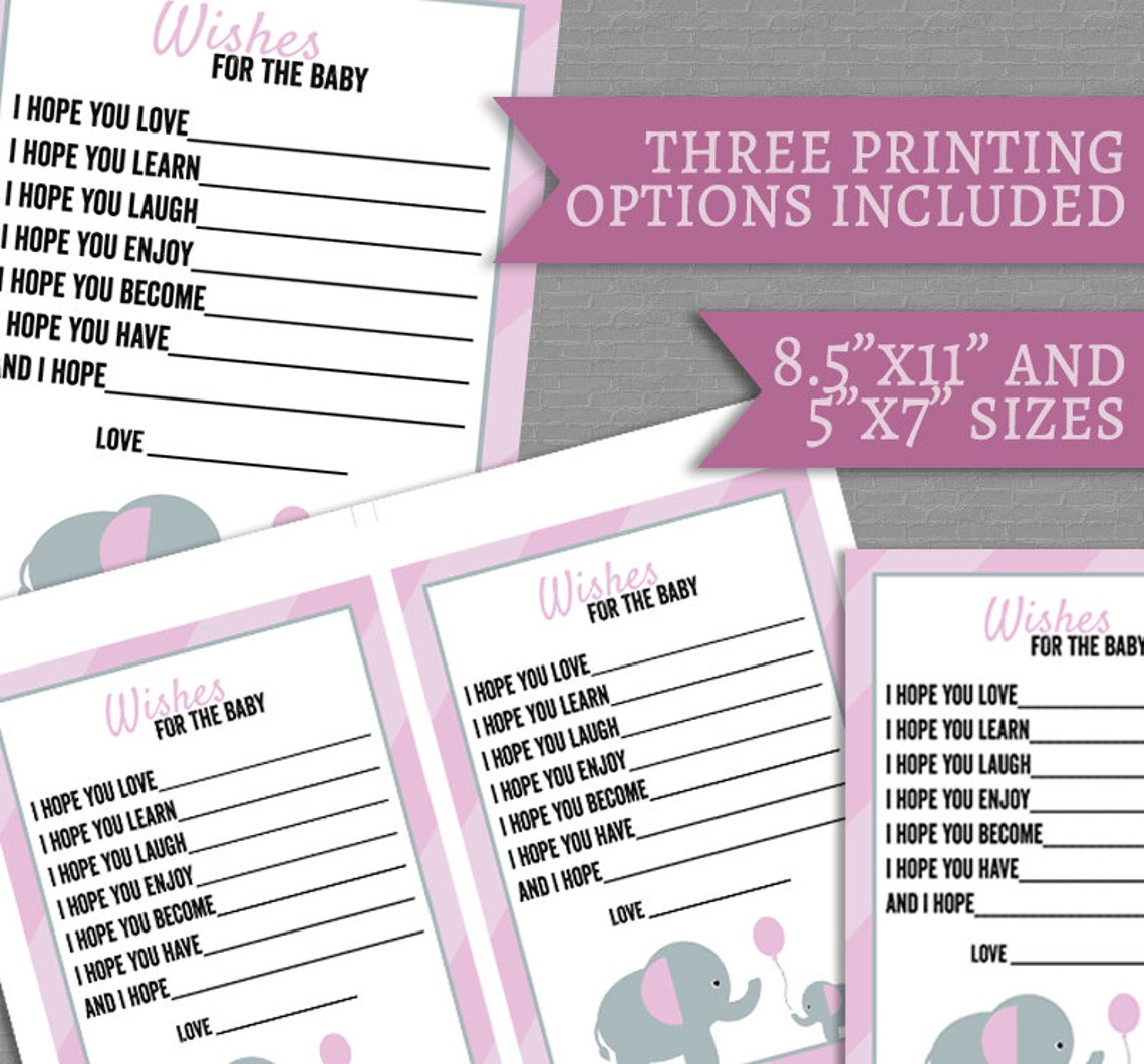 Pink Baby Shower Printable Games Set of 6 Pink Elephant - Etsy
