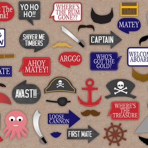 Printable Pirate Party Photo Booth Props, Digital Download Nautical ...