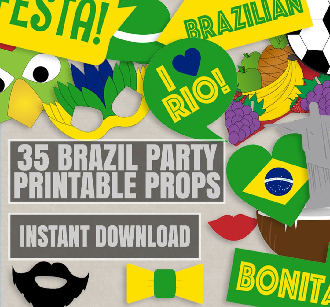 35 Brazil Party Theme Photo Booth Props, Brazilian Themed Party Props ...